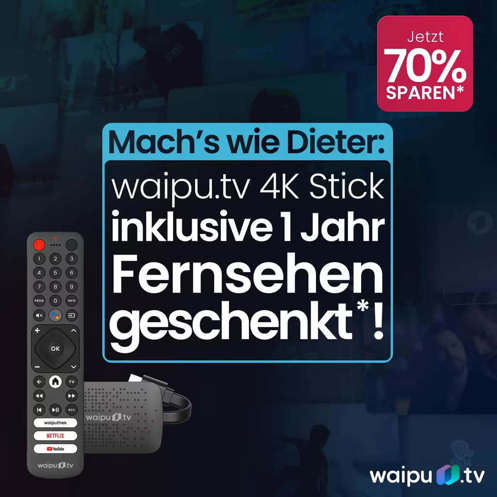 waipu.tv 4K Stick bestellen + 1 Jahr Perfect Plus mit über 290 Sendern ...