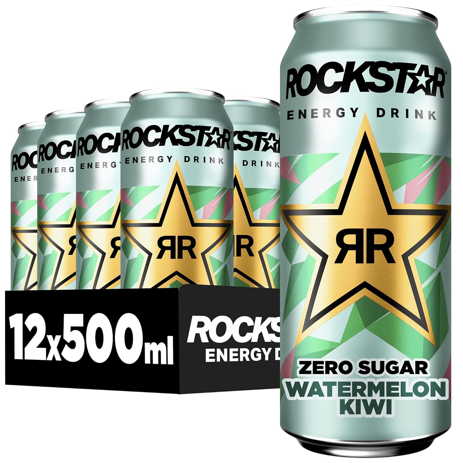 12 x 500ml Rockstar Energy Drink Watermelon Kiwi Geschmack - Zero Sugar