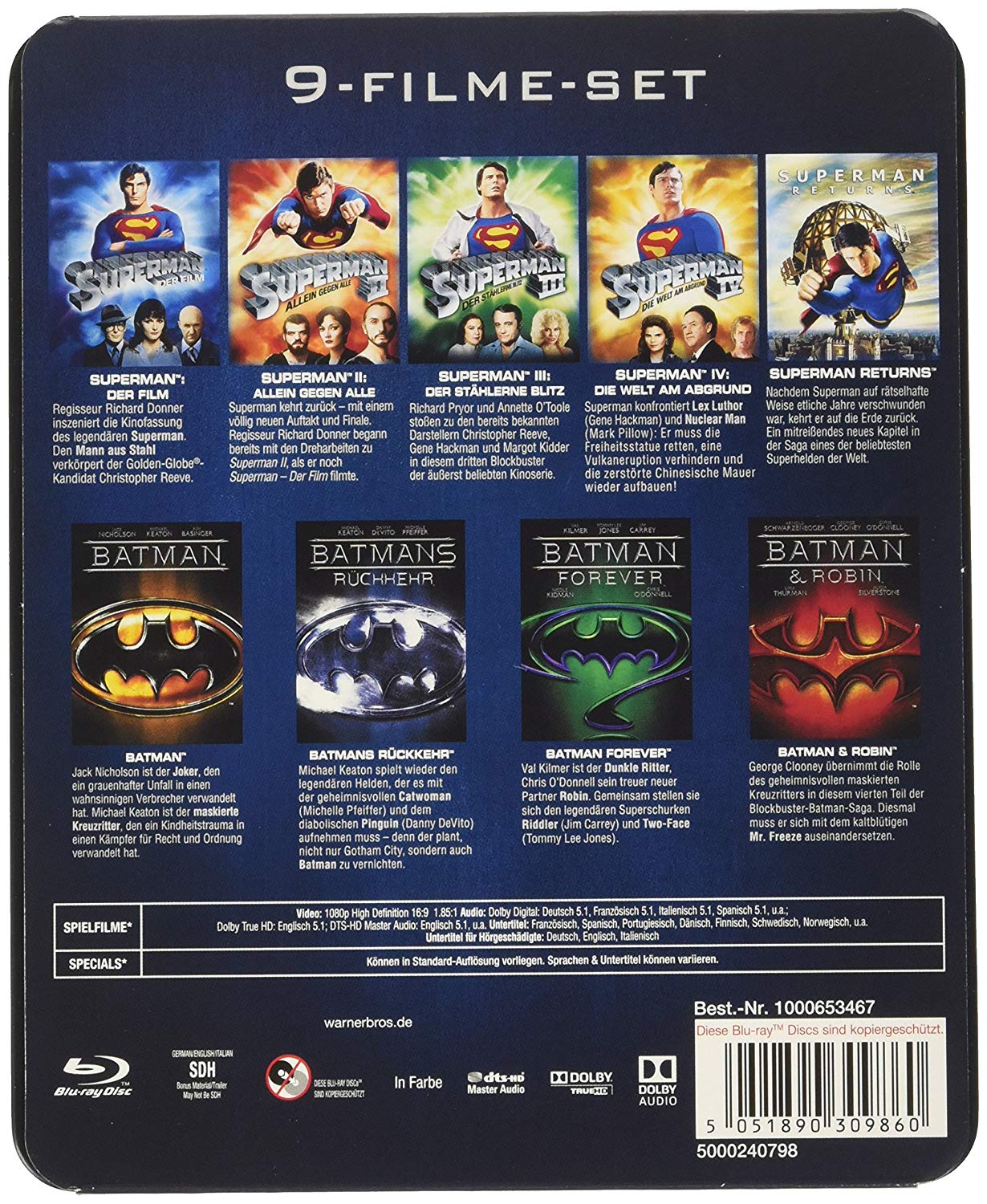 Batman Superman Anthology – 9 Film Set (Limitierte Tin-Box Edition Blu-ray)